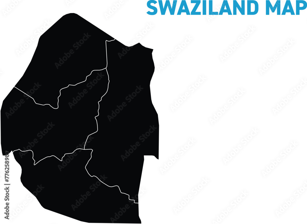 Vetor de High detailed map of Swaziland. Outline map of Swaziland ...