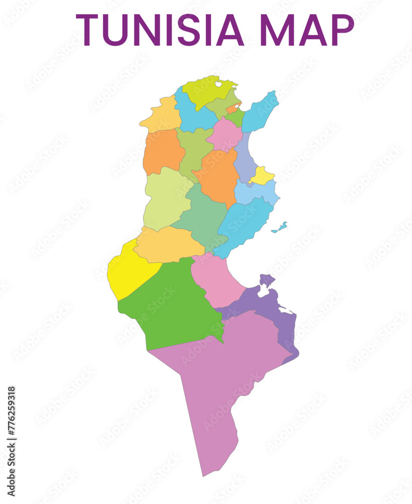 High detailed map of Tunisia. Outline map of Tunisia. Africa Stock ...
