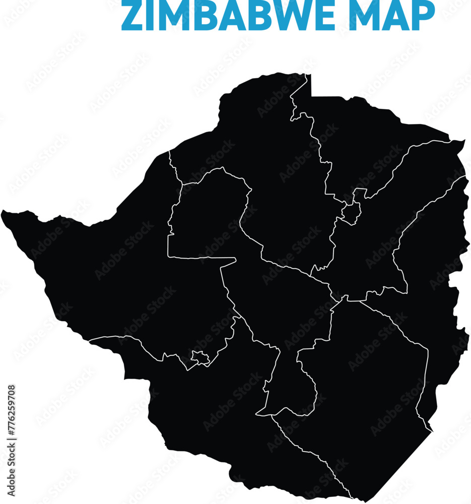 High detailed map of Zimbabwe. Outline map of Zimbabwe. Africa Stock ...