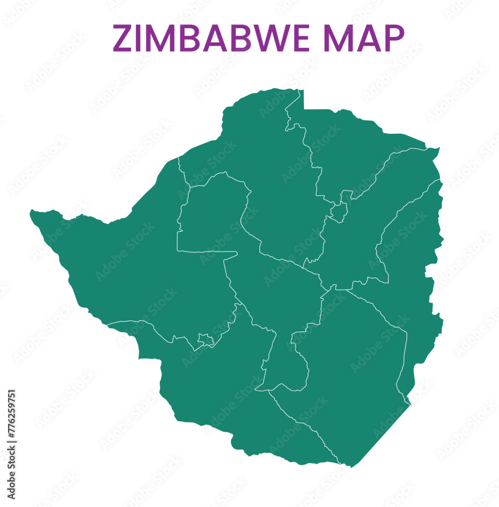 Vetor de High detailed map of Zimbabwe. Outline map of Zimbabwe. Africa ...
