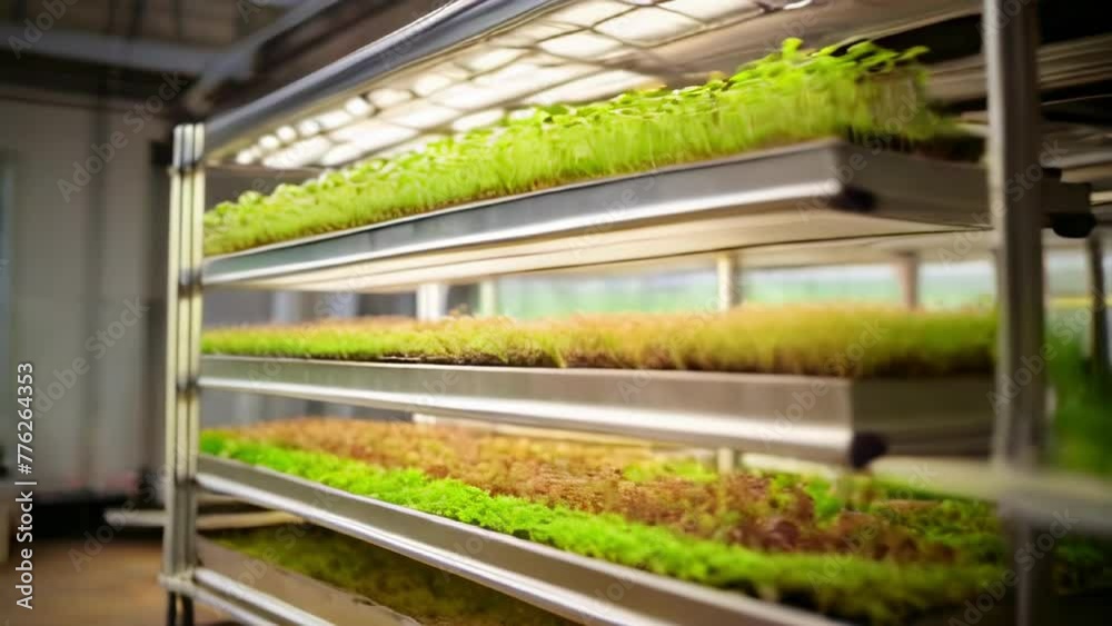 Vidéo Stock Professional greenhouse with many shelves for growing ...