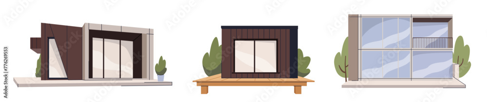 Vecteur Stock Modular construction of houses architecture modern house ...