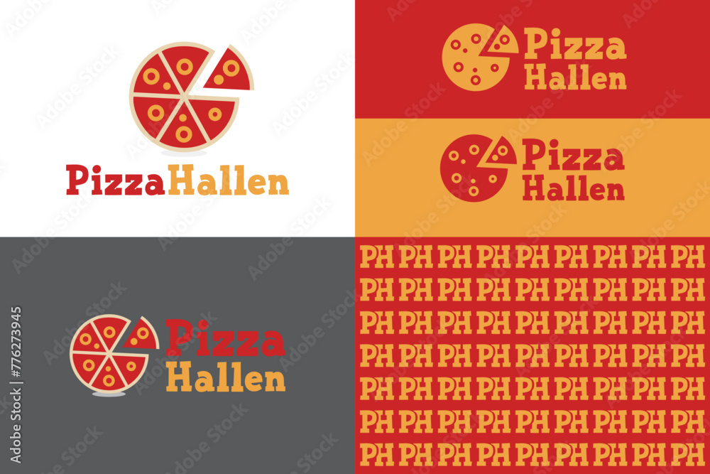 Pizza logo, collection labels for menu design restaurant or pizzeria ...