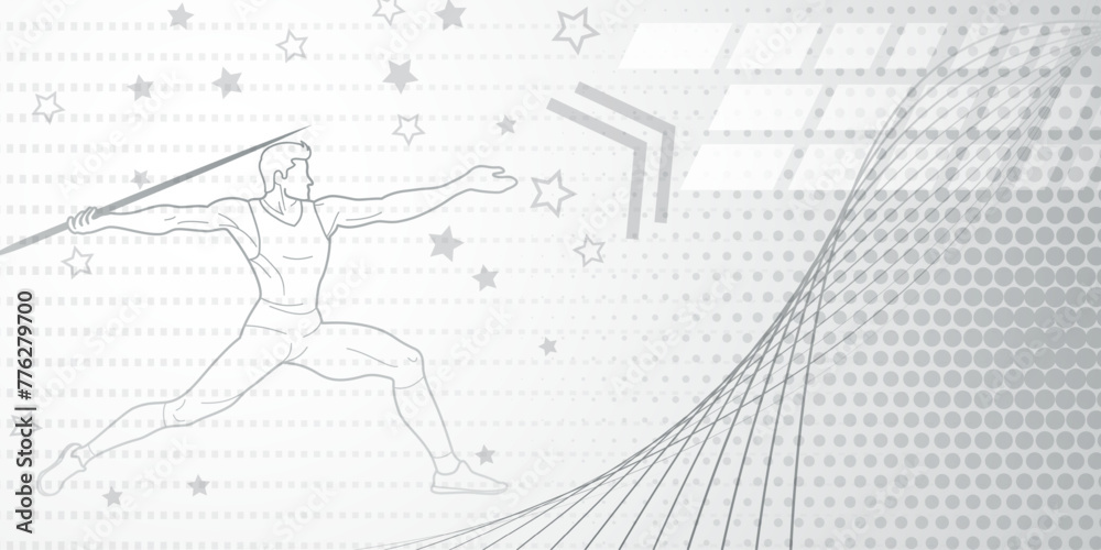 Vecteur Stock Javelin thrower themed background in gray tones with ...