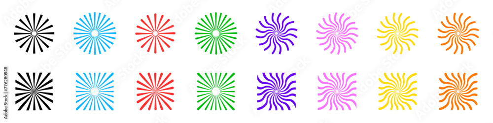 Color rays or beam vector element isolated. Rays are straight and ...