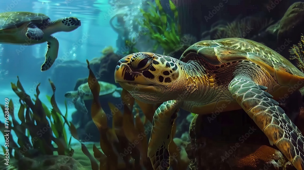 Witness the majestic loggerhead sea turtle in its natural habitat ...