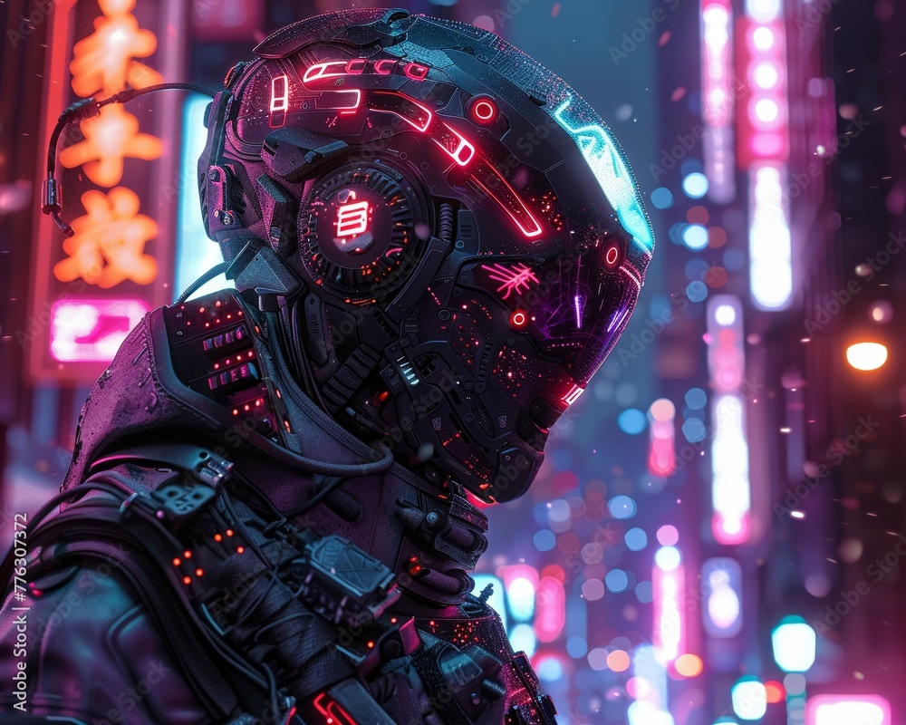 Bring to life a cybernetically enhanced character in a gritty urban ...