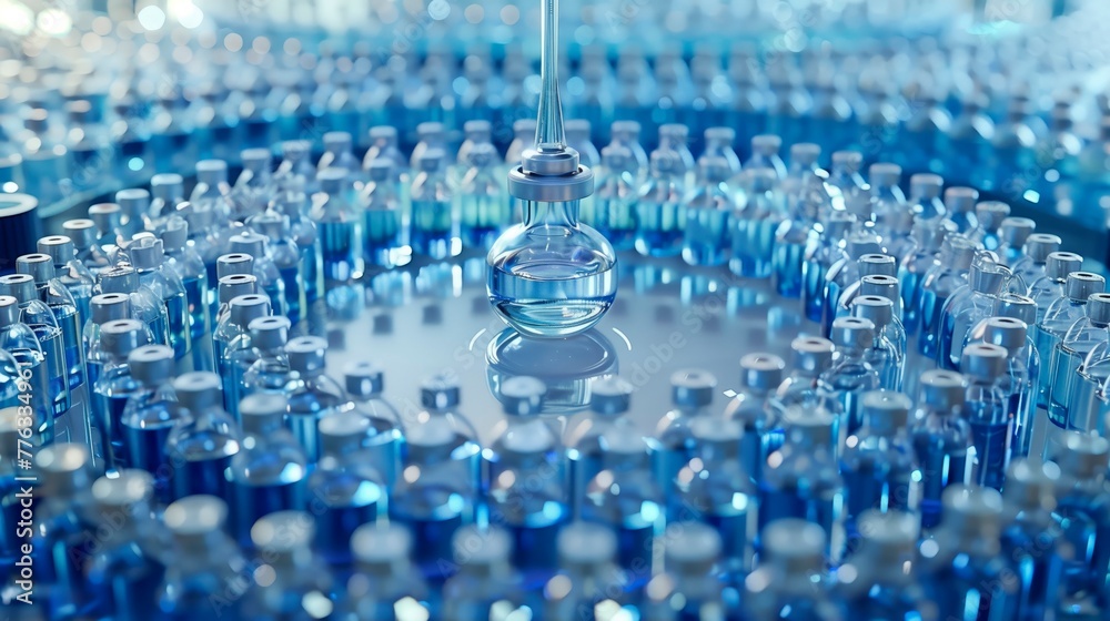 State-of-the-art robotic system fills vials with vaccine, surrounded by ...