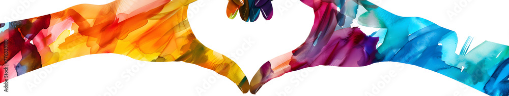 Colorful hand silhouette forming a heart, diversity equity inclusion ...