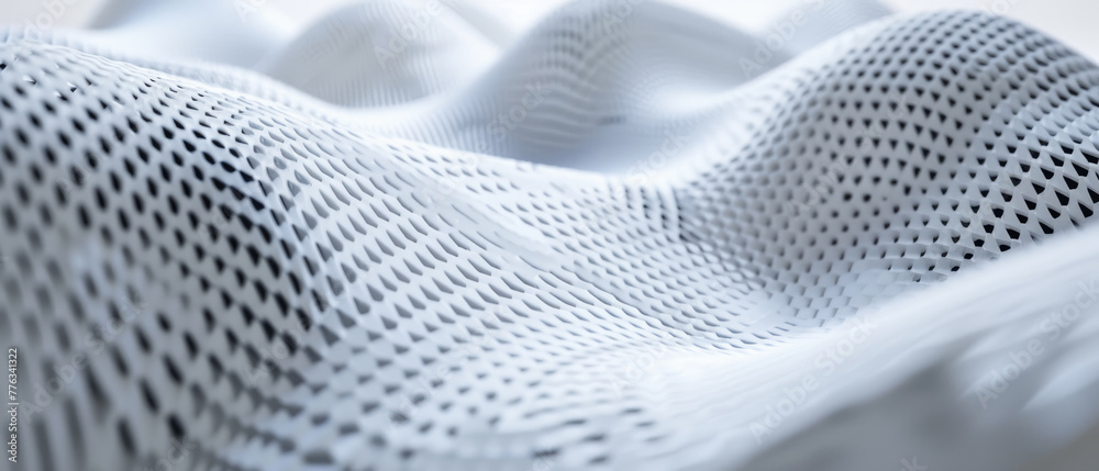 White perforated futuristic material, abstract digital waves of AI mind ...