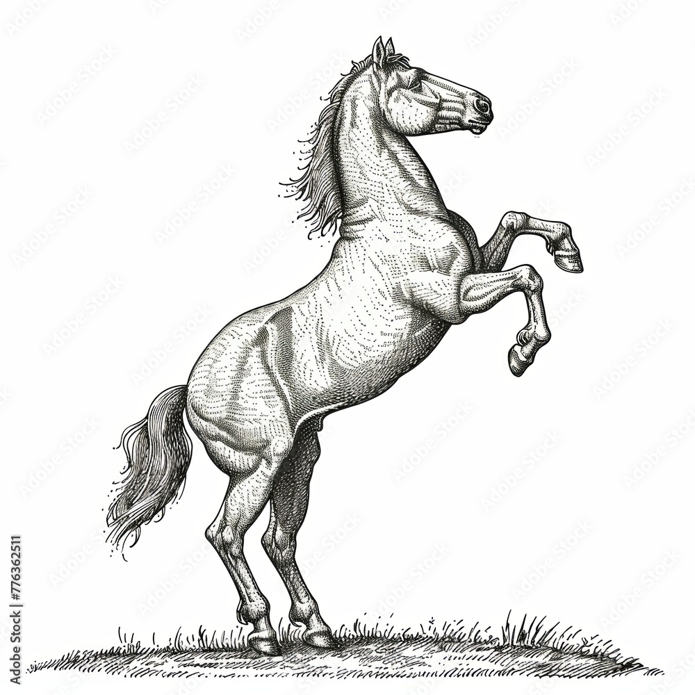 The horse reared up. The stallion doesn't want to do anything. Black ...