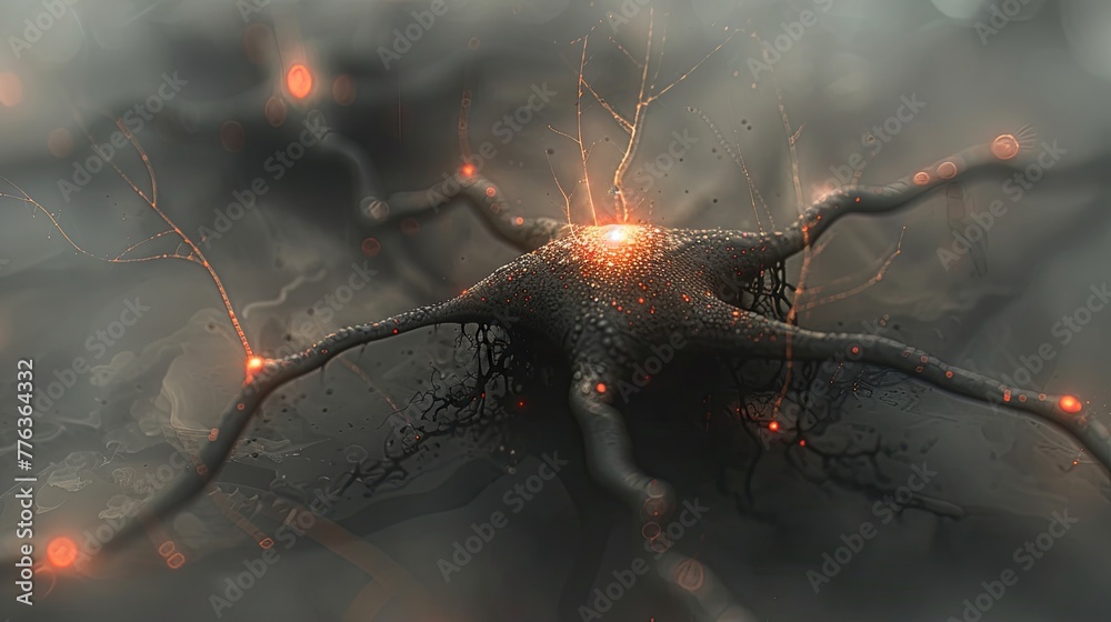 A sci-fi network of cells and futuristic alien bubbles. Neural ...