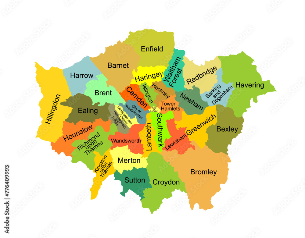 Greater London map vector silhouette illustration isolated on white ...