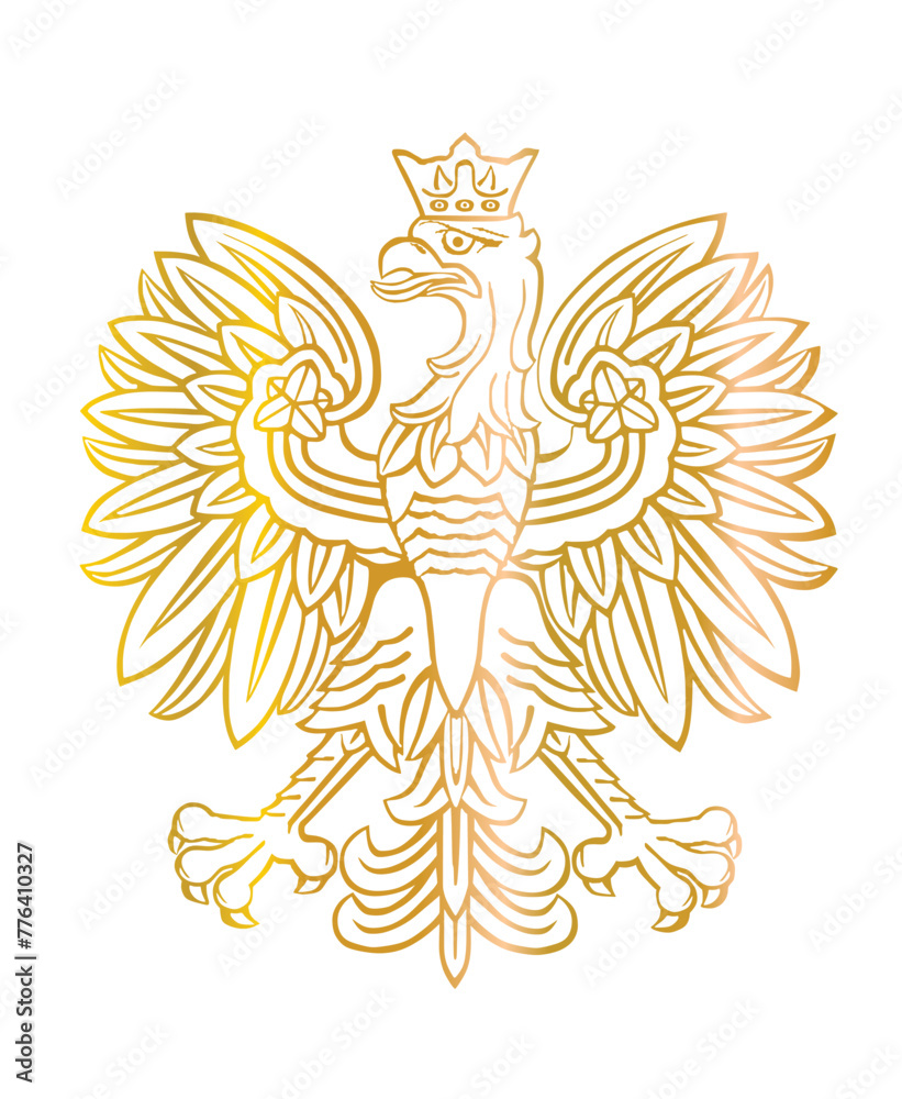 Gold Poland coat of arms, seal national emblem, isolated on white ...