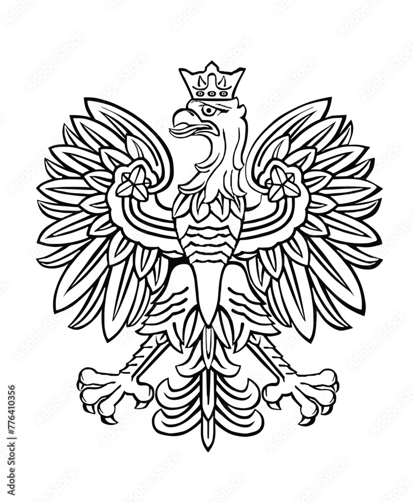 Poland coat of arms, seal national emblem, isolated on white background ...