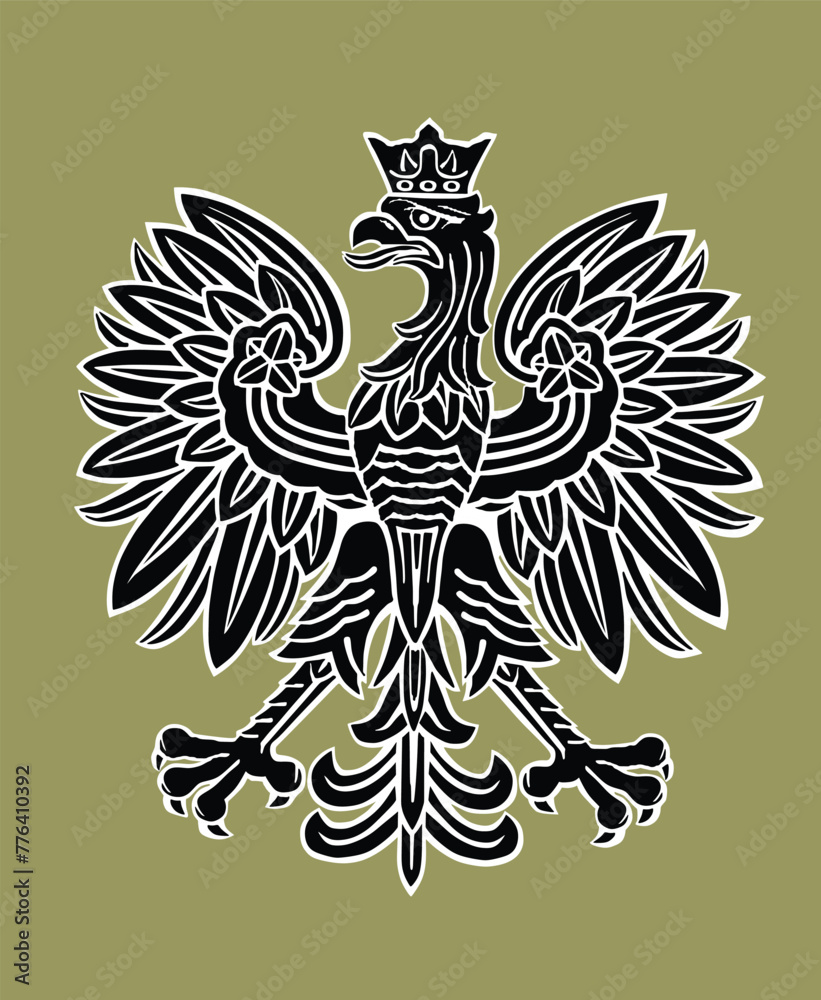 Poland coat of arms, seal national emblem, isolated on white background ...