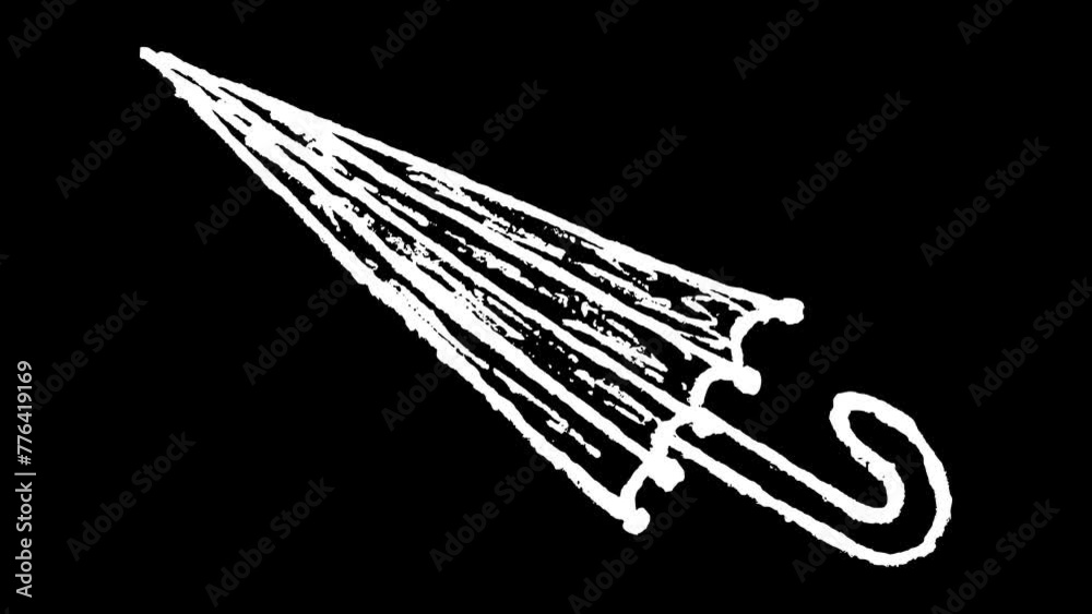 White wiggly hand drawn closed umbrella doodle overlay animation Stock ...