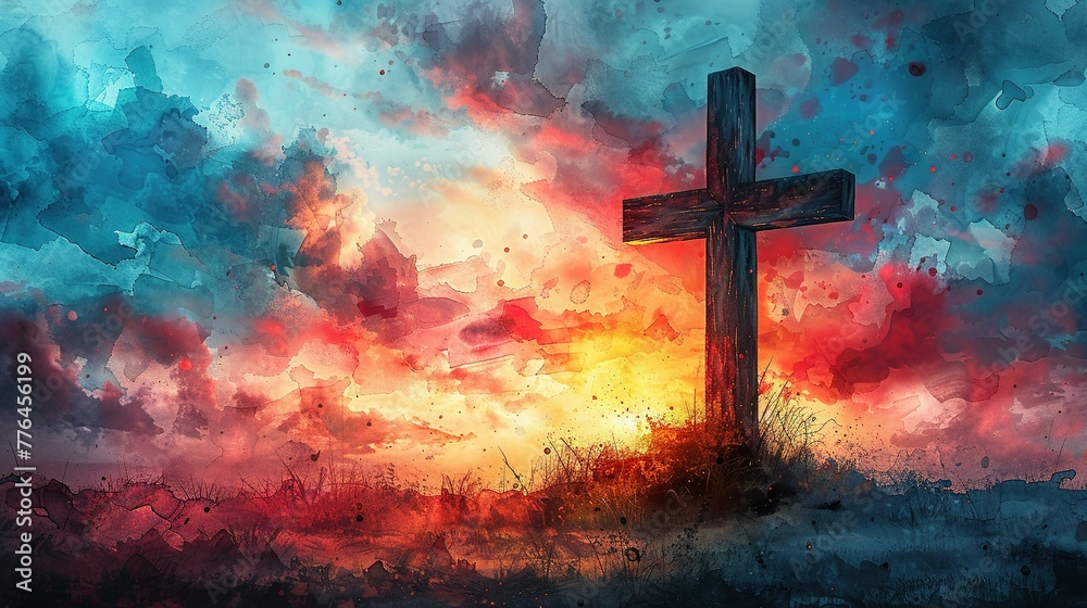 Jesus Christ with cross. Christian background god religion cross ...