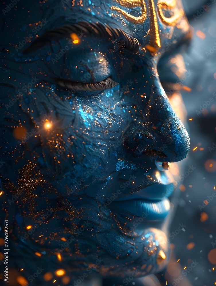 Closeup Portrait of Hyper-Realistic Lord Shiva in Cosmic Blue Wallpaper ...