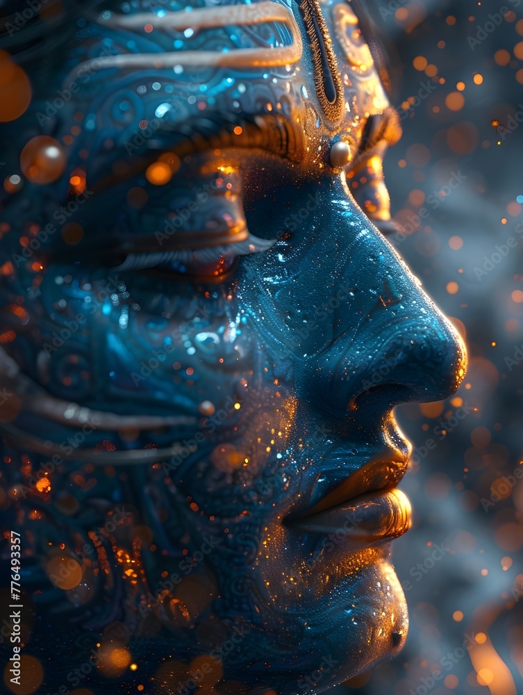 Closeup Portrait of Hyper-Realistic Lord Shiva in Cosmic Blue Wallpaper ...