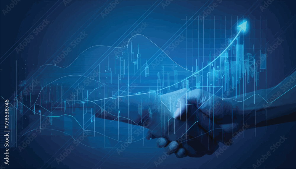 Digital Vector Illustration: Business Growth Concept with Rising Chart ...