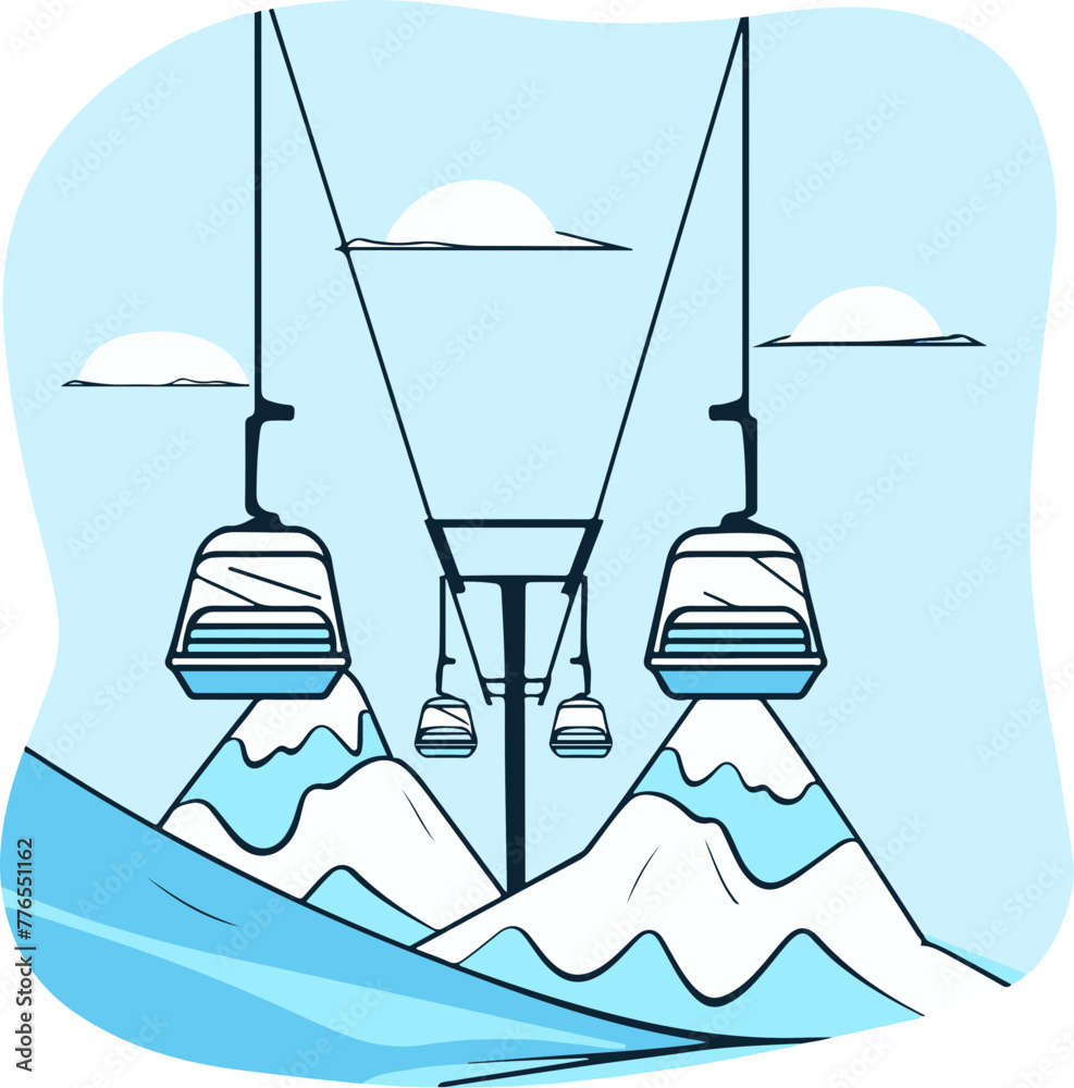 Cable cars ascending a mountain, perfect for tourism promotions and ...