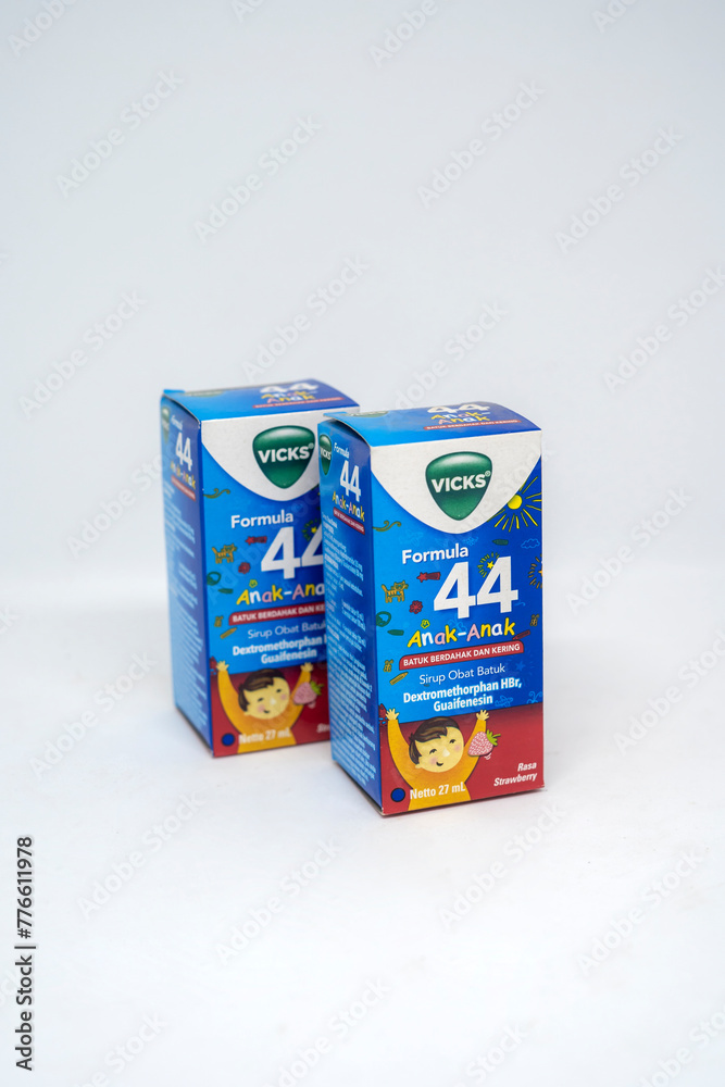 Jakarta, Indonesia. December 28, 2023: Cough medicine in packaging for ...