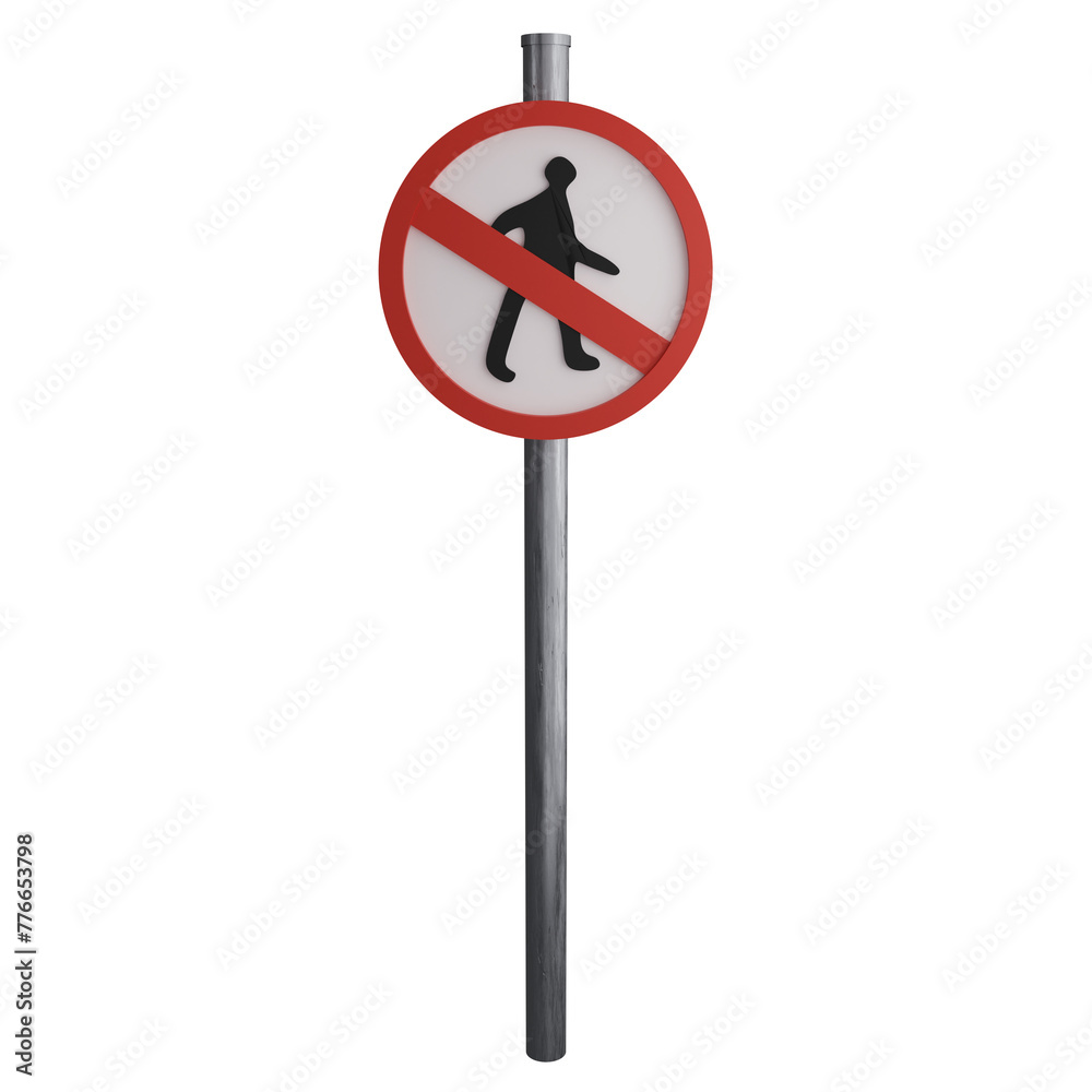 No pedestrian sign on the road clipart flat design icon isolated on ...