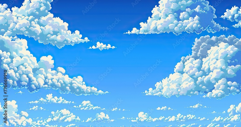 video game blue sky, pixel art, 16 bit, clouds background sheet, sky ...