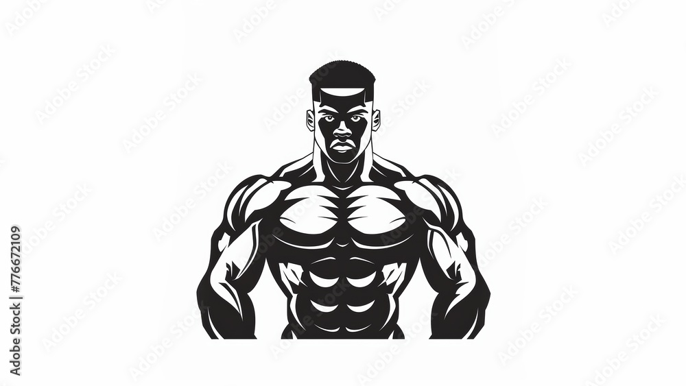 a minimalist icon drawing of a cute pump bodybuilder physique in the ...