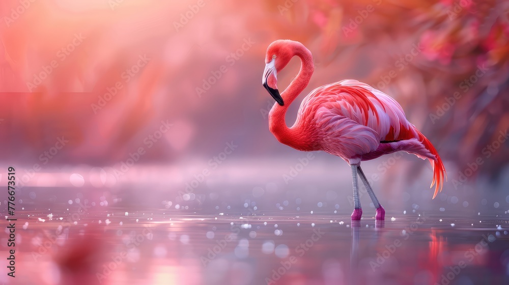 Flamingo's Graceful Pose, Freeze a flamingo in its iconic one-legged ...