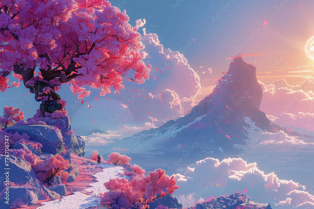 Foto de Craft a dreamlike abstract animated cartoon vision of heaven ...