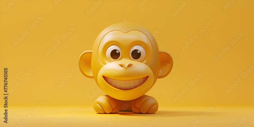 Emoji. Monkey. Emoticons. 3D rendering of emoji isolated on a gradient ...