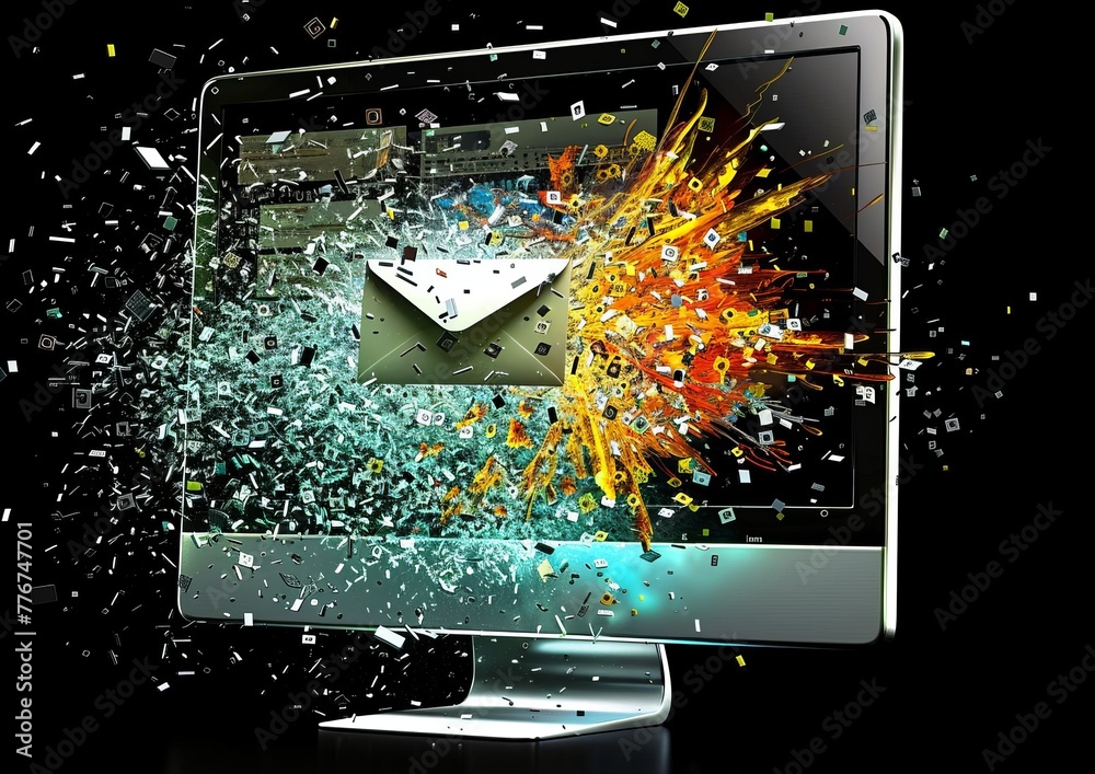Interactive email concept with a vivid, explosive 3D render ...