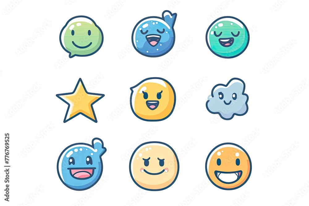 set of custom emojis for a messaging app, diverse and expressive ...