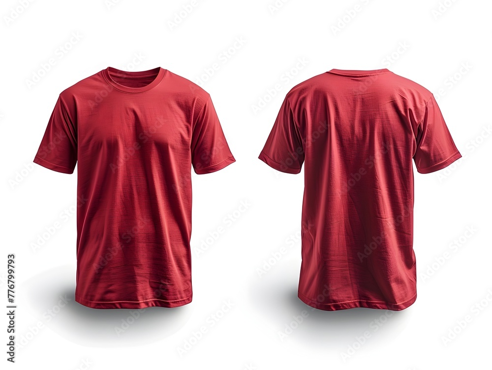 Red T-Shirt Template Mockup on White Background, This image can be used ...
