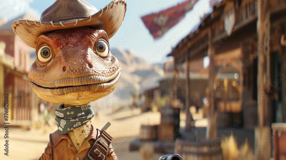 Comic Character Mr. Rango portrait in cowboy style. cute little cowboy ...