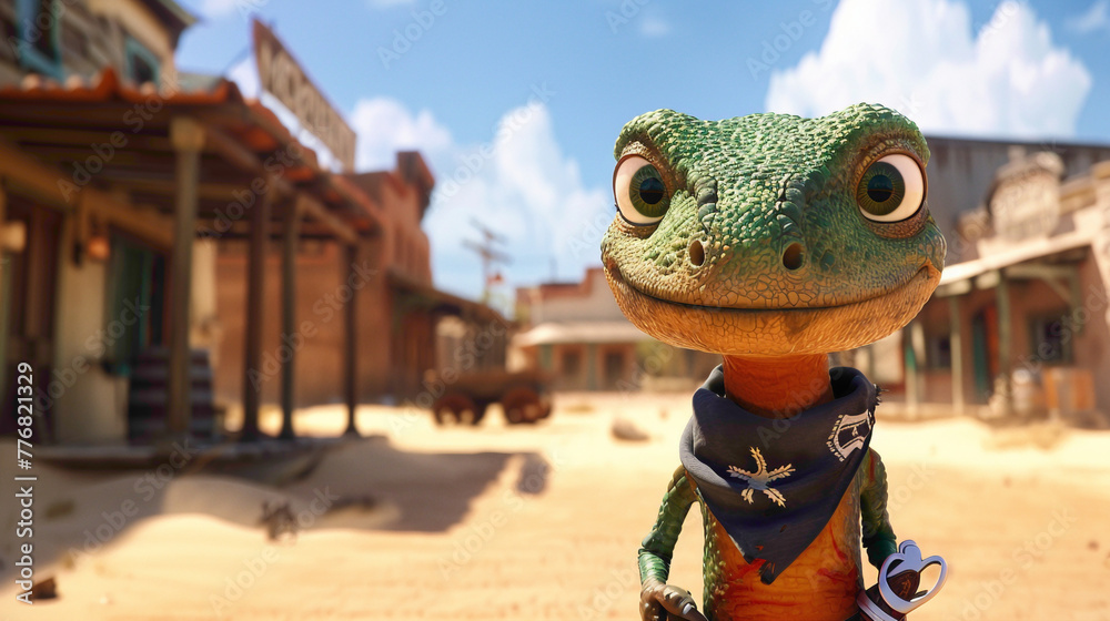 Comic Character Mr. Rango portrait in cowboy style. cute little cowboy ...