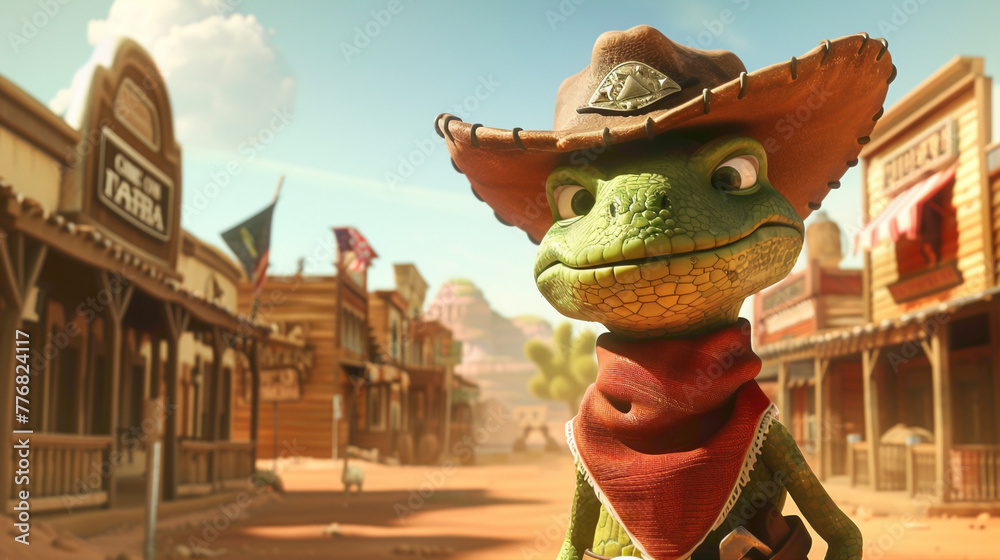 Comic Character Mr. Rango portrait in cowboy style. cute little cowboy ...