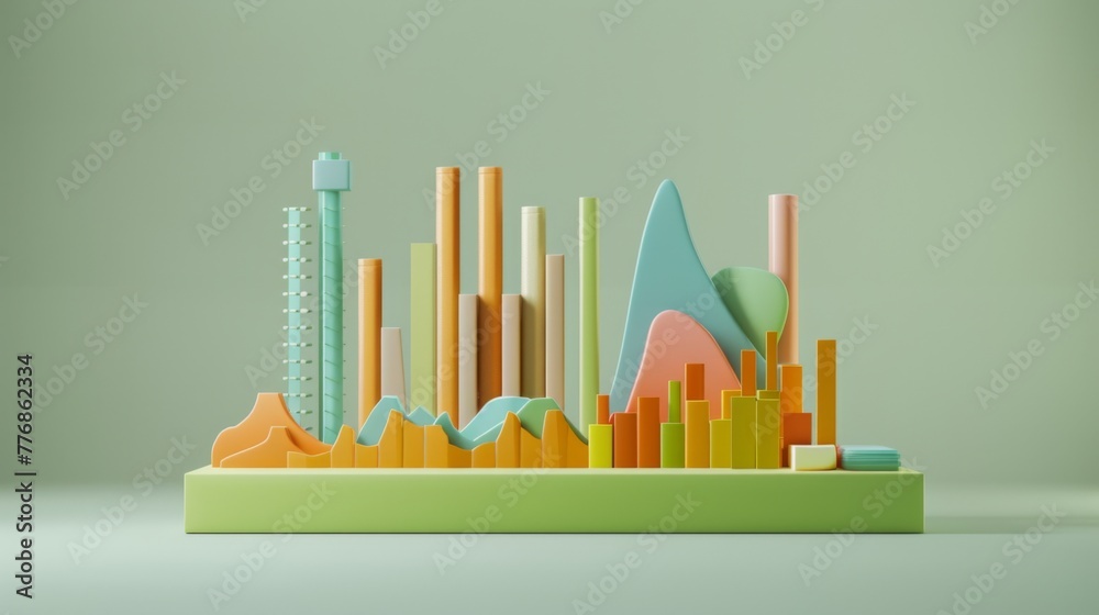 3D Multi-Axis Health Metrics Chart - Pastel Green Concept. 3D multi ...