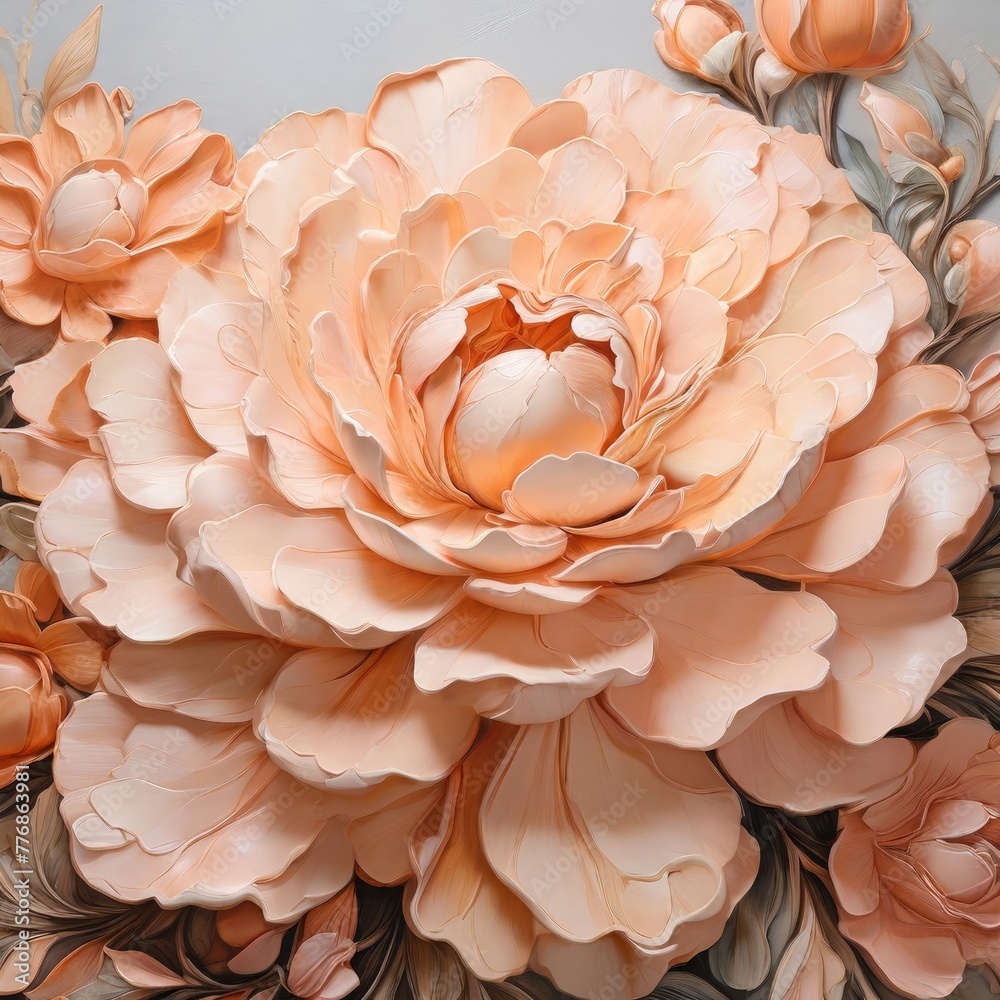 "Imagine a delicate flower, its pastel peach hues brought to life with ...