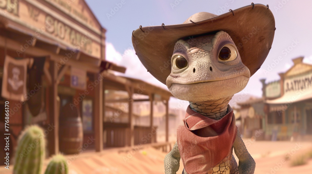 Comic Character Mr. Rango portrait in cowboy style. cute little cowboy ...