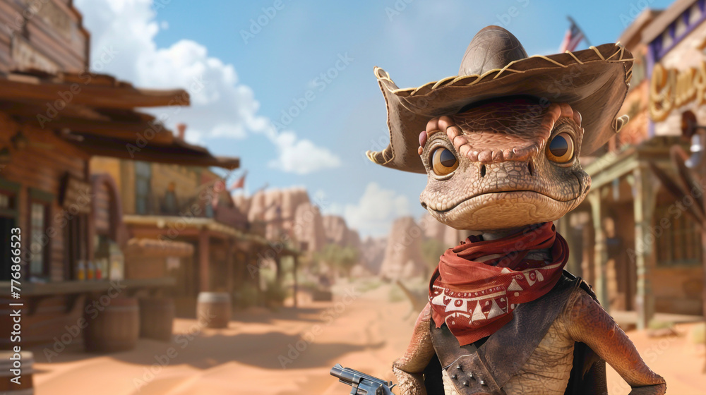 Comic Character Mr. Rango portrait in cowboy style. cute little cowboy ...