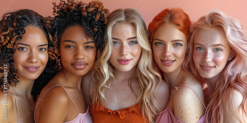 A group of women with different hair colors and styles pose for a photo ...