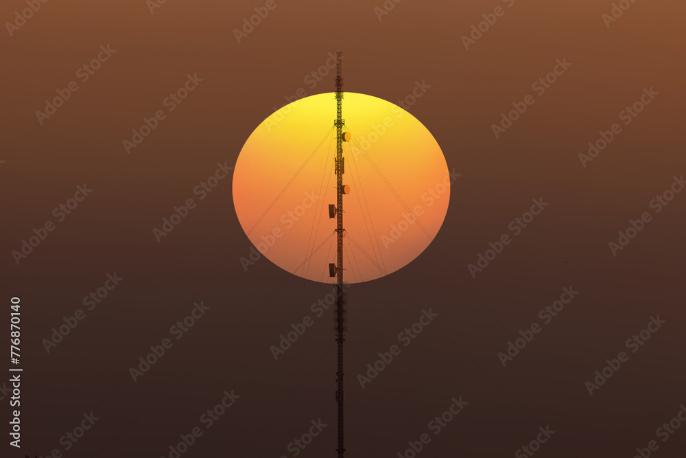 Poster Antenna tower of telecommunication and Phone base station with ...