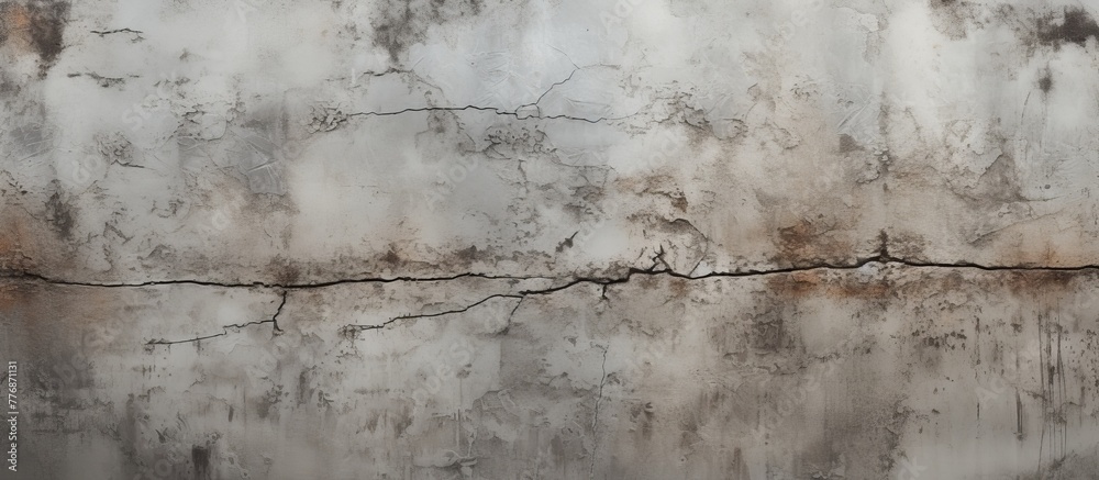 Cracked and weathered concrete wall showing signs of deterioration with ...