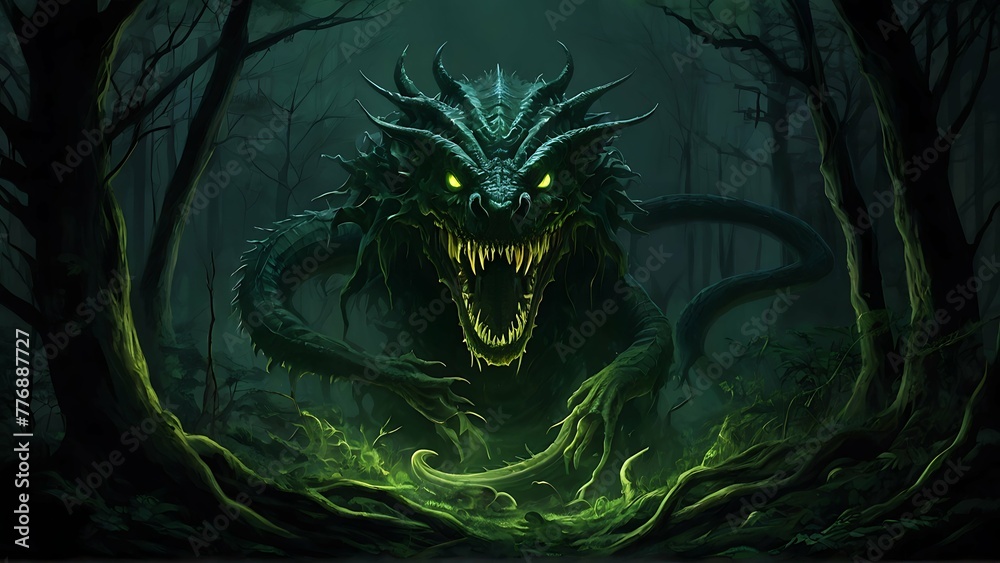 In the eerie depths of a haunted forest, a helical hunter emerges, its ...