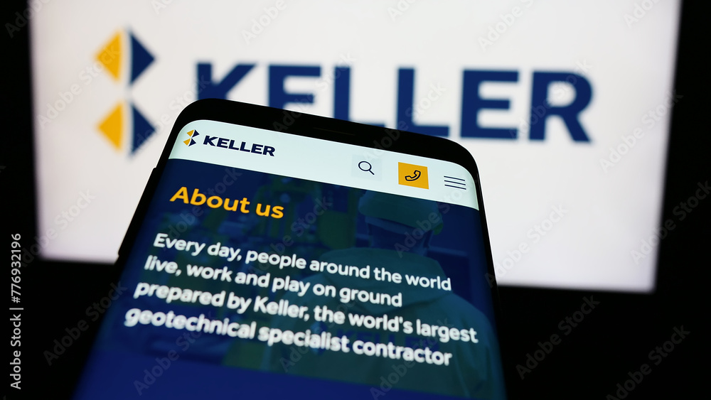 Stuttgart, Germany - 03-23-2024: Mobile phone with website of geotechnical engineering company ...