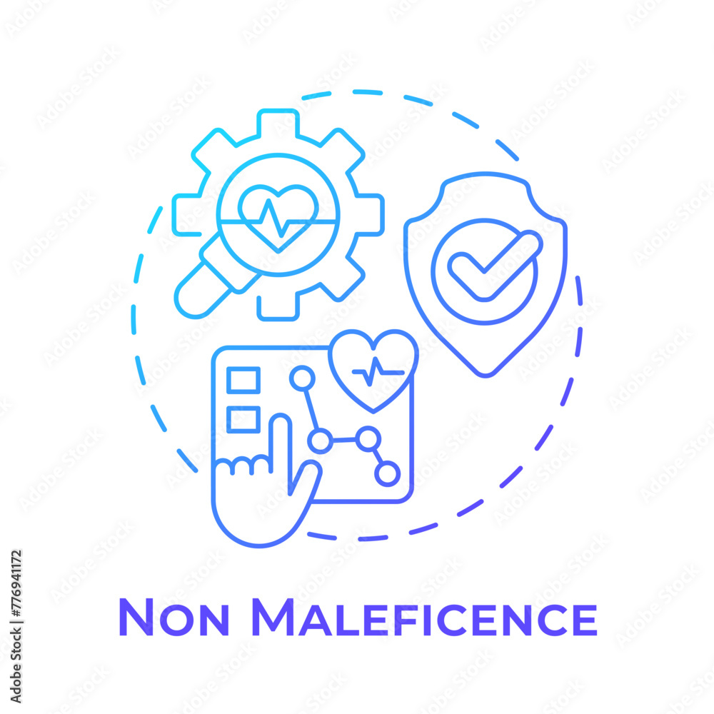 Non maleficence blue gradient concept icon. Principle of bioethics ...
