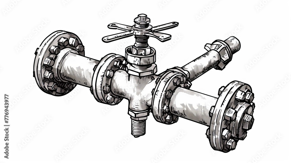 pictogram closing shut-off valve, elegant ink techniques, illustrations ...